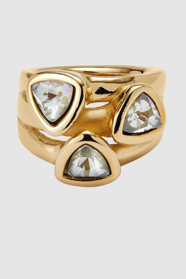 Ring with multicolor crystals