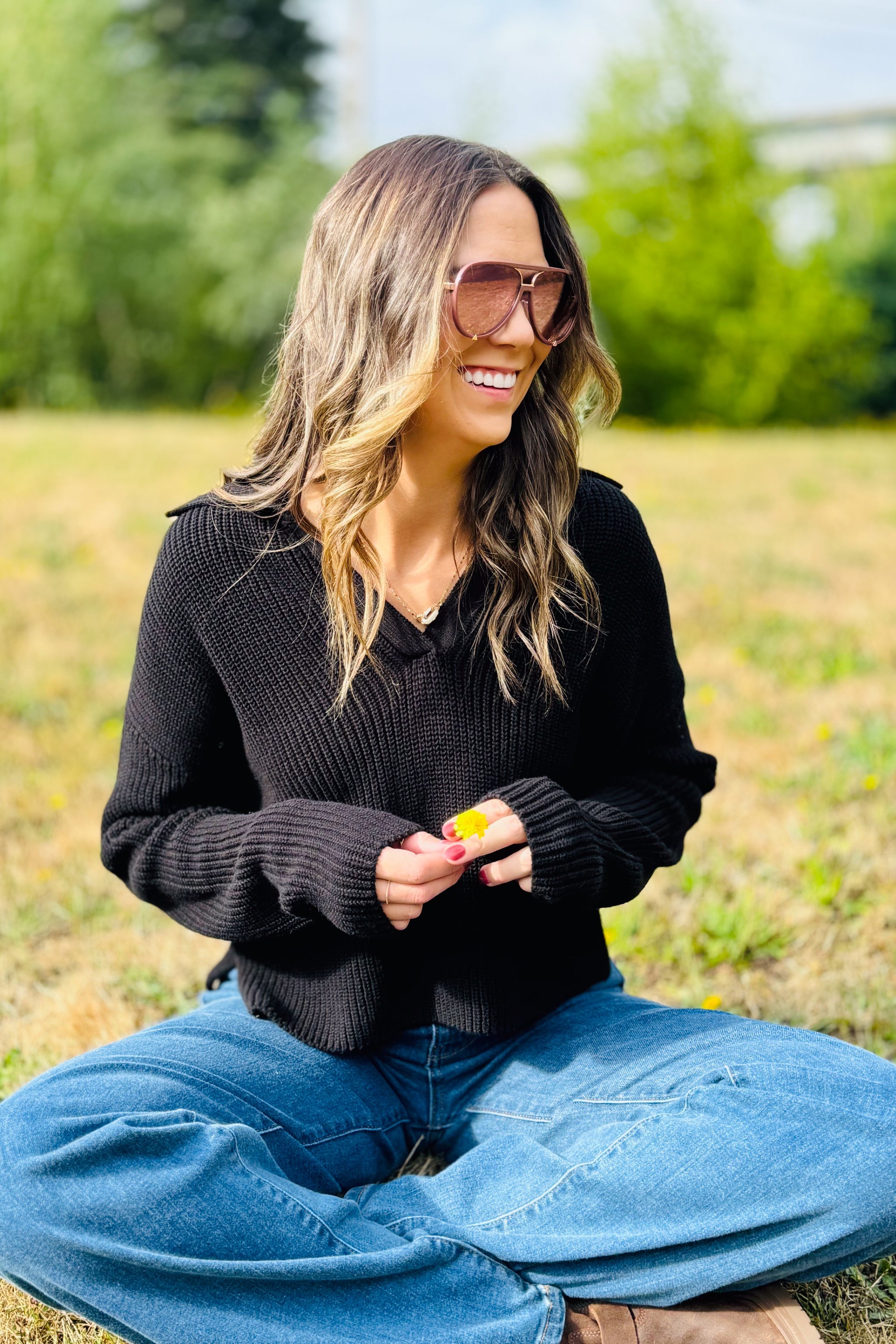 Riley Polo Sweater Black